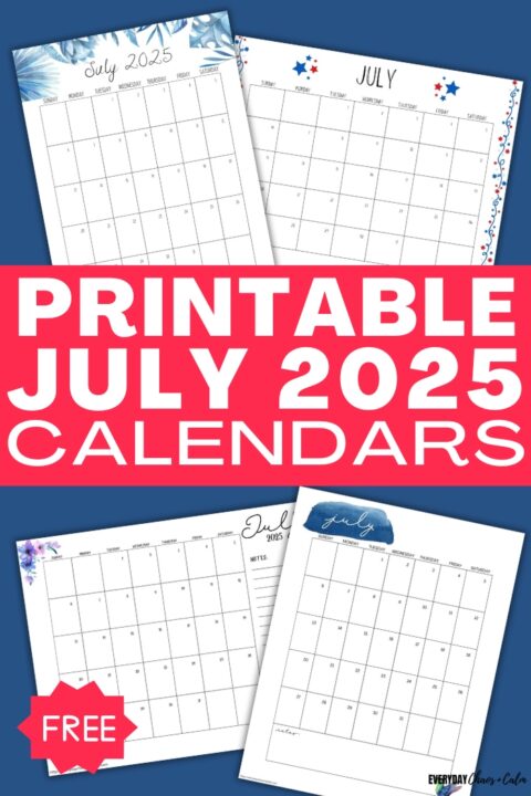 Free Printable July 2025 Calendars