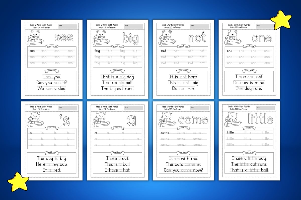Free Printable Preschool Sight Word Worksheets