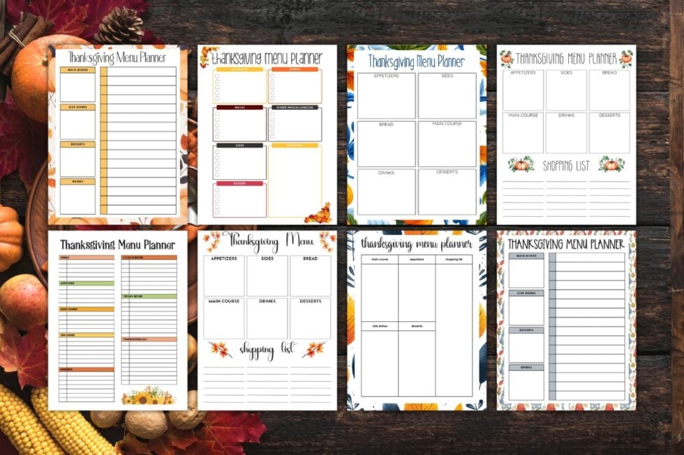 Free Printable Thanksgiving Menu Planners