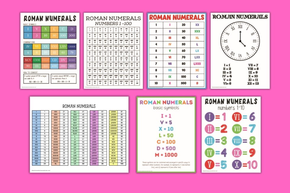 Free Printable Roman Numeral Charts For Kids