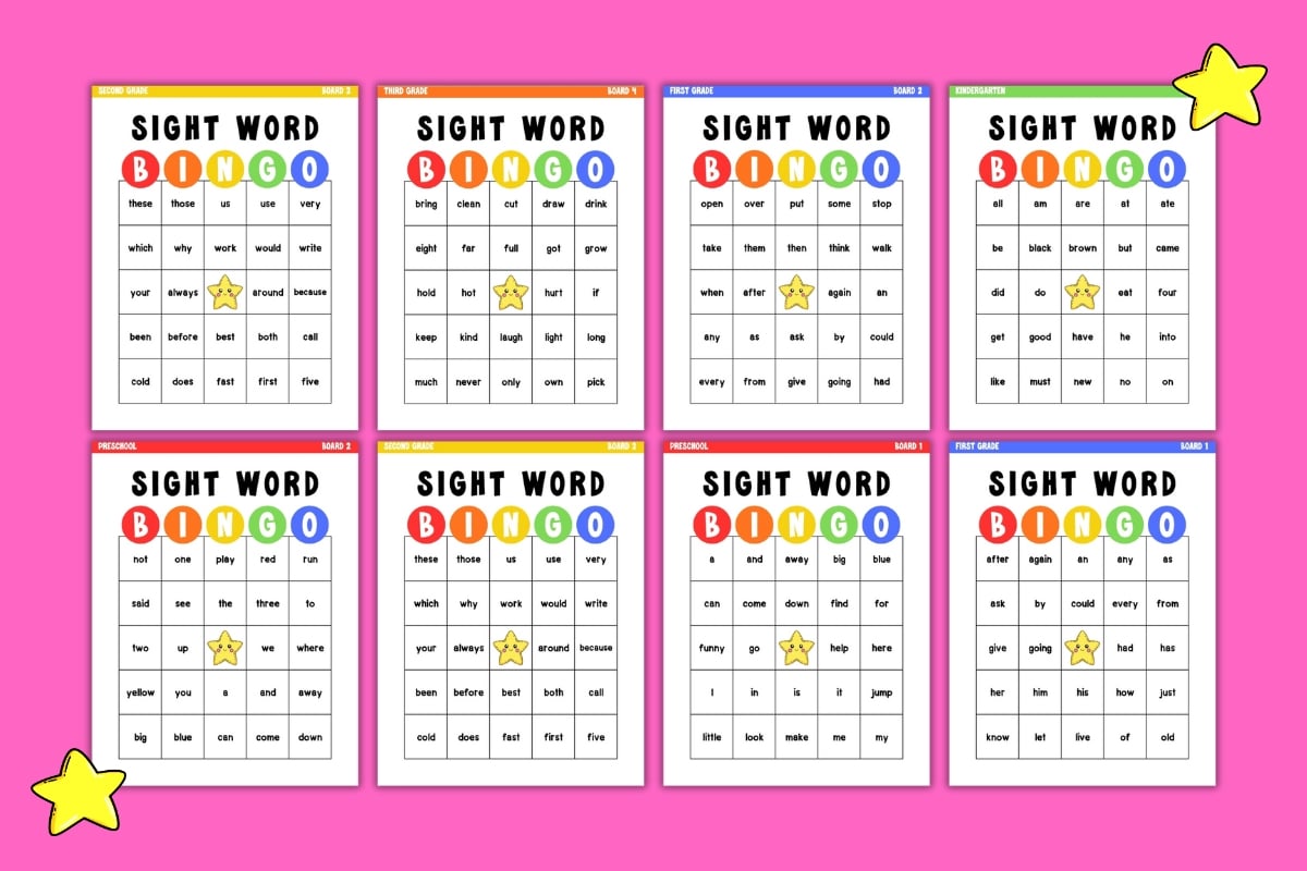 Free Printable Sight Word Bingo Games For Kids