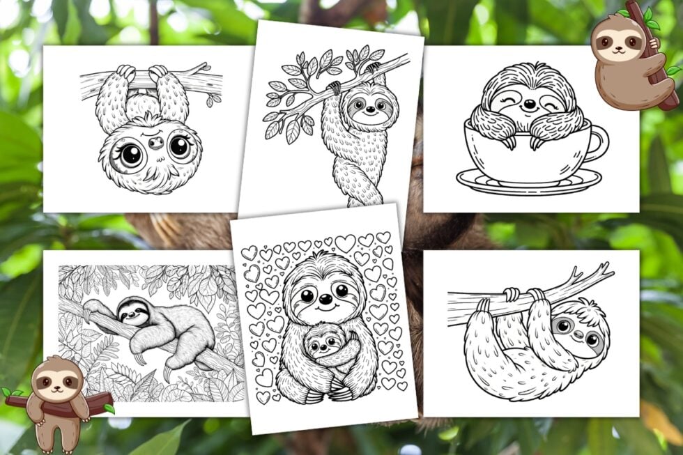 Free Sloth Coloring Pages For Kids