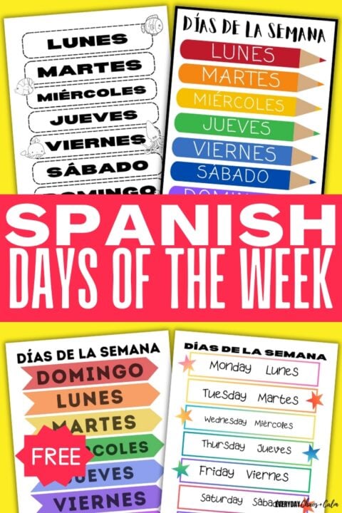 Free Printable Spanish Days Of The Week Charts