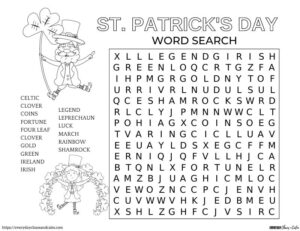 Free Printable St. Patrick's Day Word Search For Kids