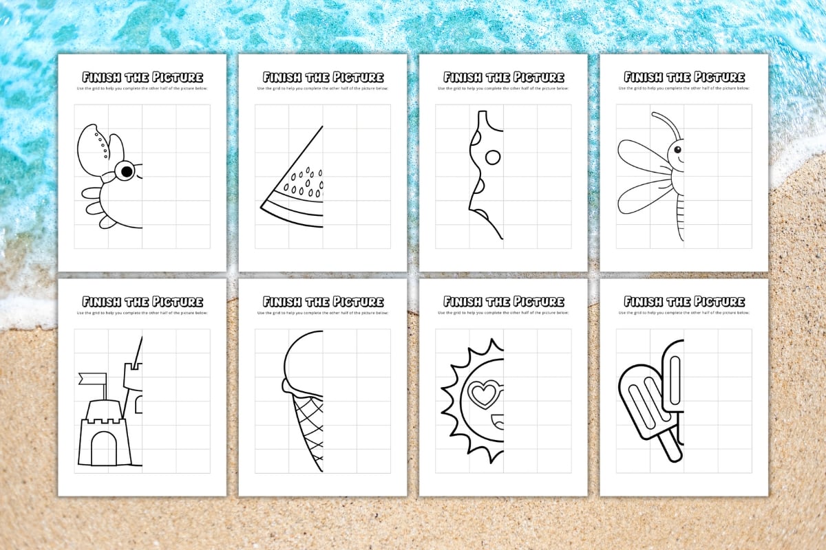 Summer Finish The Picture Worksheets (Free Printable)