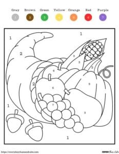 11 Free Thanksgiving Color By Number Pages For Kids