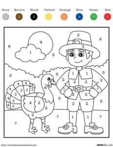 11 Free Thanksgiving Color By Number Pages For Kids