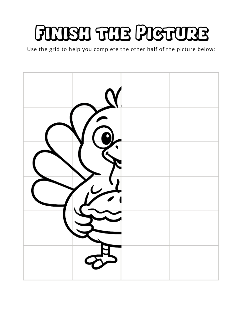 Printable Thanksgiving Finish The Picture Worksheets