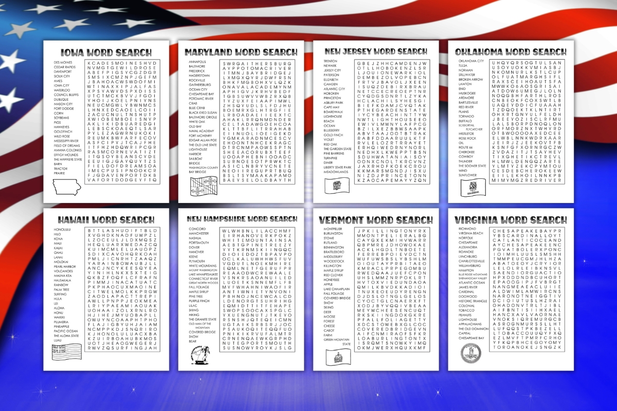 50 US States Word Searches