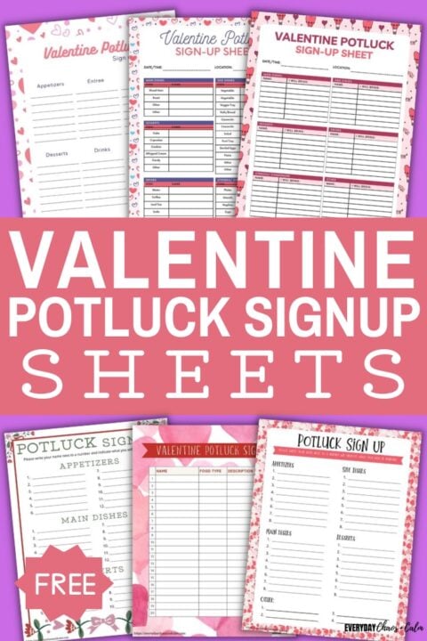 7 Free Printable Valentine's Day Potluck Sign Up Sheets