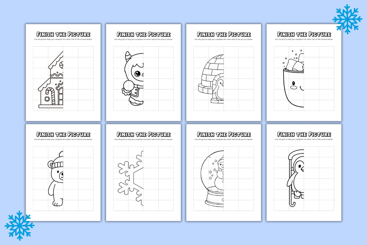 Free Printable Winter Finish The Picture Worksheets