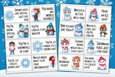 Free Printable Winter Lunchbox Notes