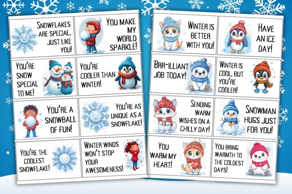 Free Printable Winter Lunchbox Notes